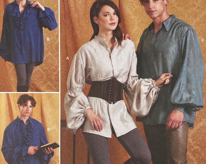 Simplicity 3062 - Poet Shirt Pattern With Collar and Sleeve Variation ...
