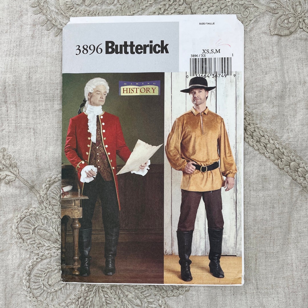 Butterick 3896 18th Century Mens Costume Pattern Size XS-M 30-40 Uncut ...