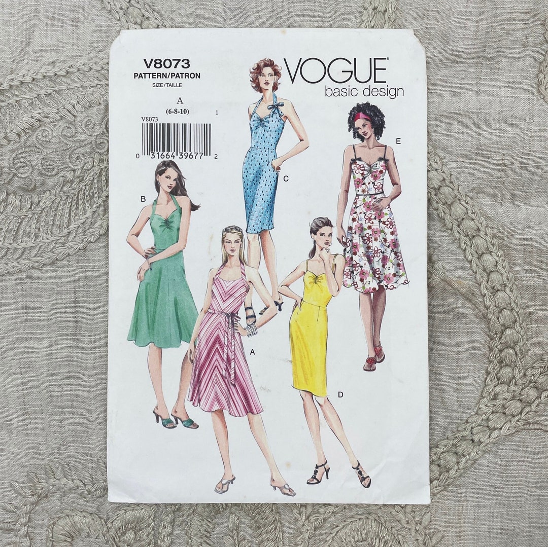 Vogue 8073 - Y2K Sweetheart Halter Dress Sewing Pattern - Size 6-10 ...