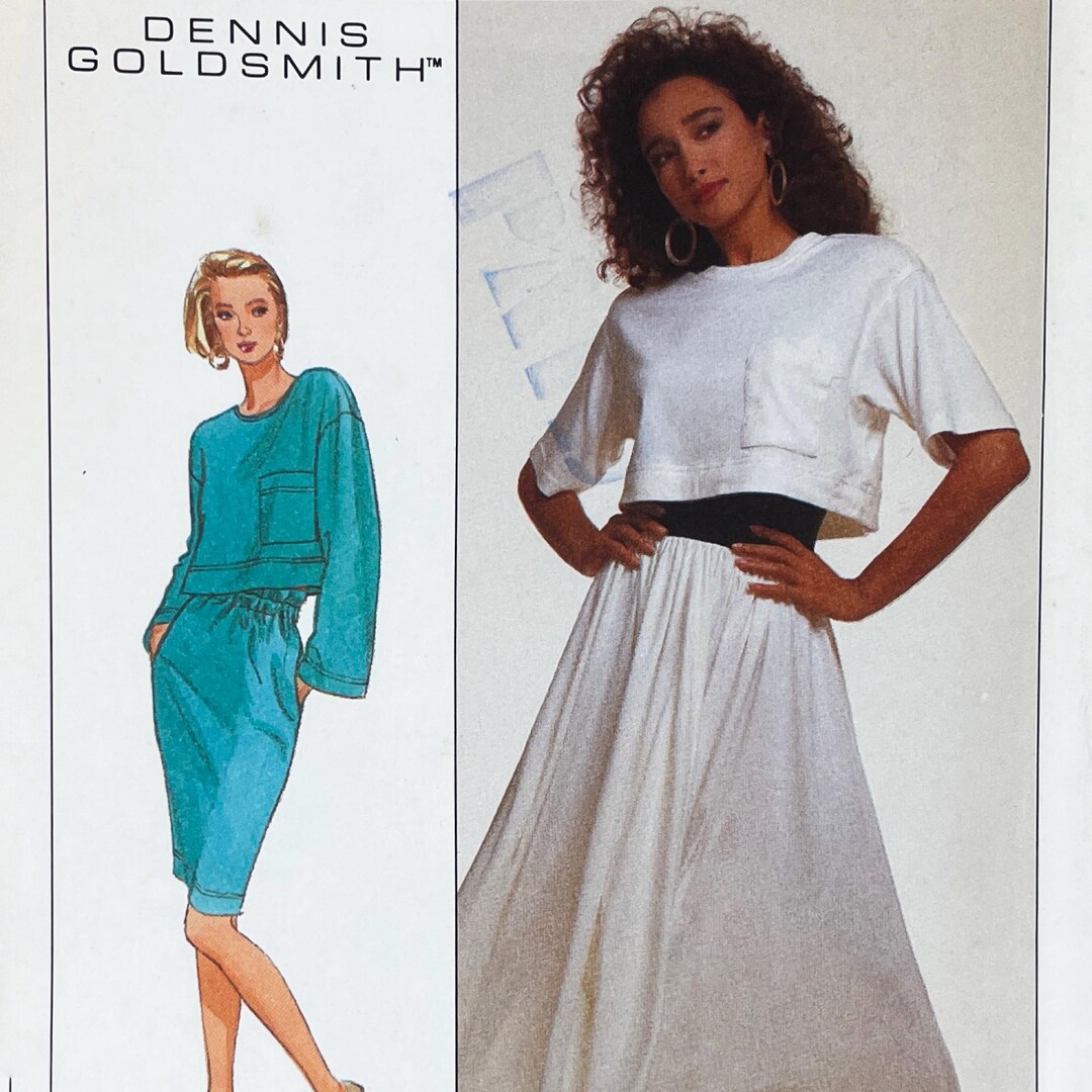 Simplicity 8573 - Dennis Goldsmith 1980s High Waist Skirt and Oversized ...