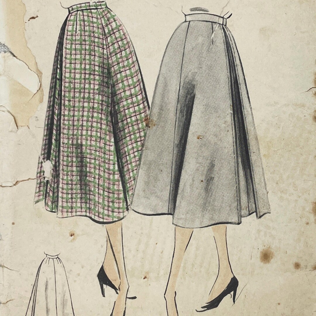 Vogue 7721 - 1950s Inverted Side Pleated Full Skirt Sewing Pattern ...