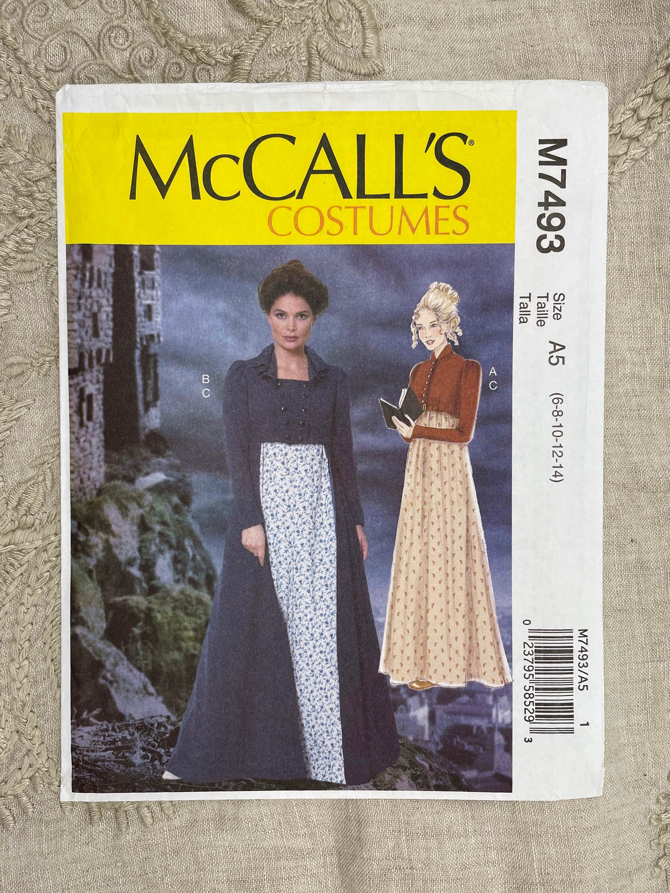 Mccall's 7493 Regency Empire Gown Pattern With Cropped - Etsy