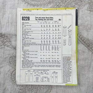 Mccall's 8228 - 1960s Beach Muumuu Robe, Top, Bathing Suit and Pants ...