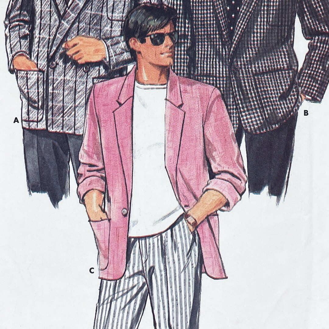 Butterick 4135 Rare 1980s Men's Loose Fit Suit Jacket Pattern Size L-XL ...
