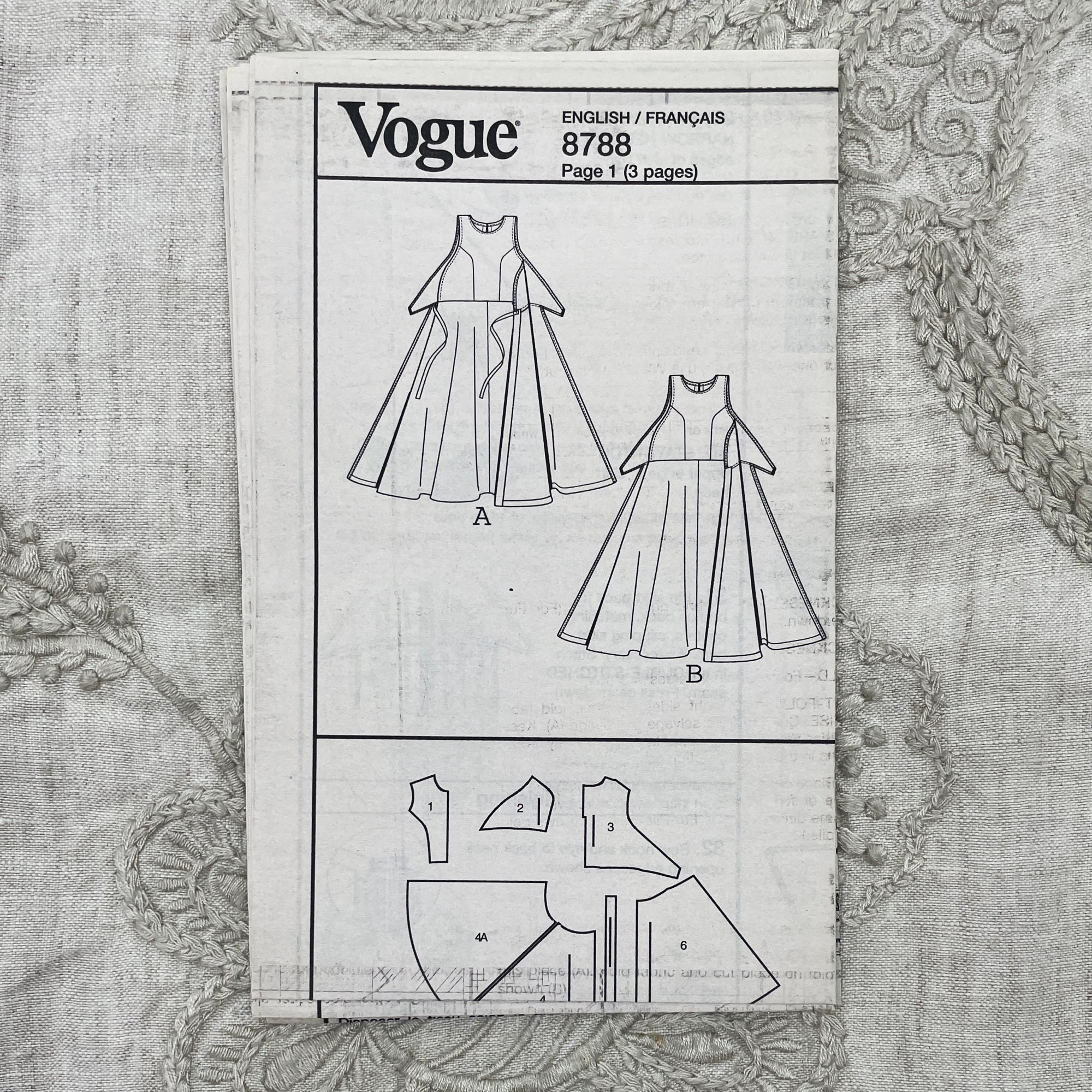 Vogue 8788 - Reissued 1950s Back Wrap Dress Sewing Pattern - Size 6-14 ...
