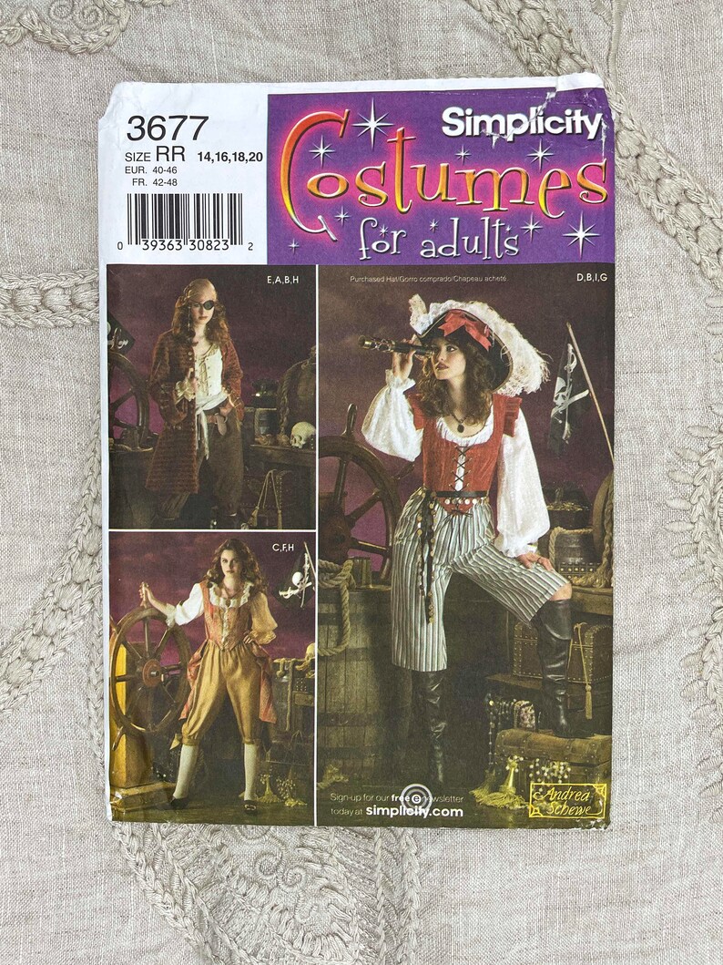 Simplicity 3677 Women's Pirate Costume Pattern Size - Etsy