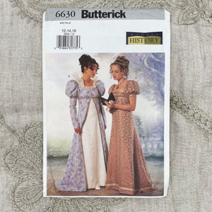 Butterick 6630 - Regency Redingote Coat and Empire Waist Gown With Puff ...