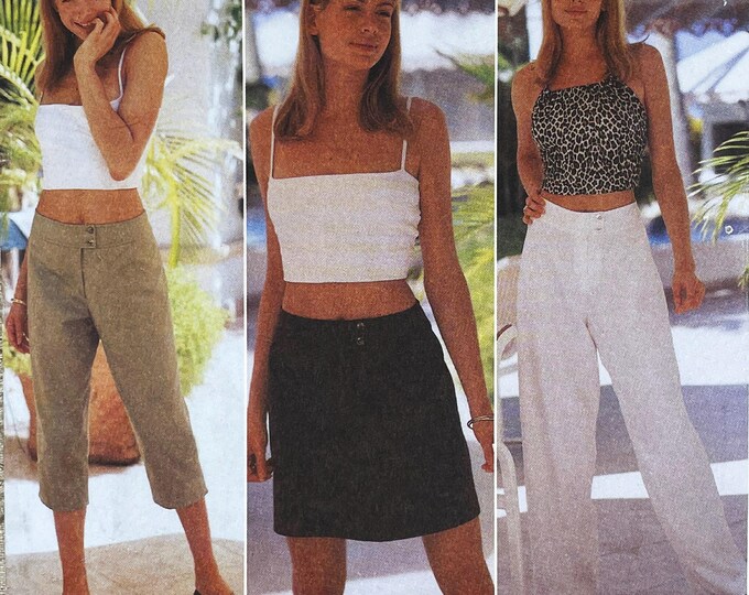 New Look 6763 - Y2K Low Waisted Skirt, Pants and Capri Pattern - Size 8 ...