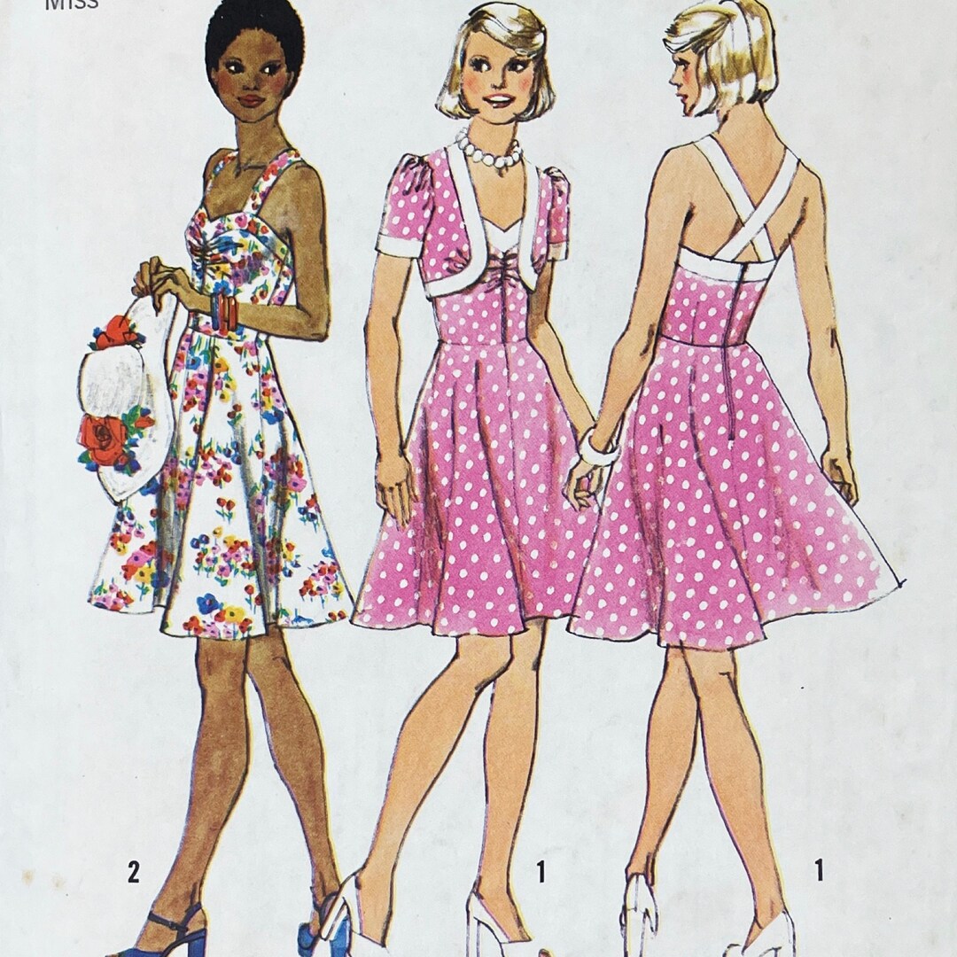 Simplicity 6388 - 1970s Sweetheart Sundress and Bolero Jacket Pattern ...