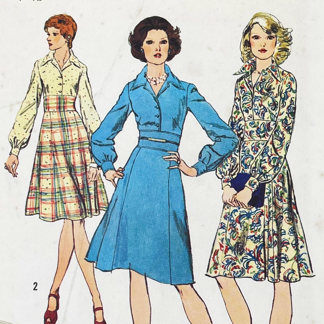 Simplicity 5906 - 1970s Midriff Shirtwaist Dress Pattern - Size 10 (32. ...
