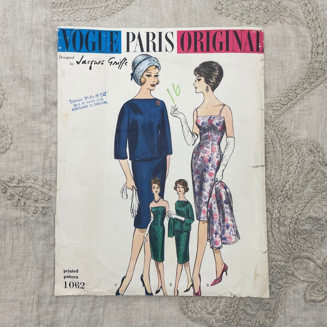 Vogue 1062 missing Facing Jacques Griffe 1960s Paris Original Bra Dress ...