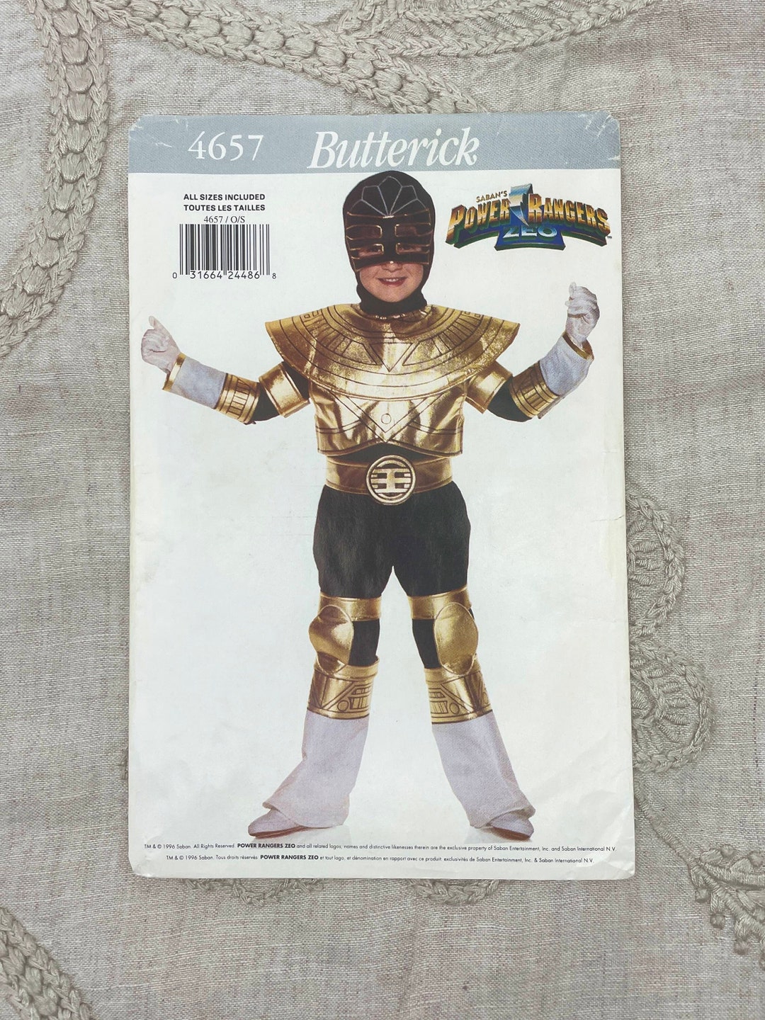 Butterick 4657 Power Ranger Zeo Costume Pattern Size XS-L Youth 23-32 ...