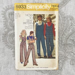 Simplicity 5933 1970s Men's Zipper Front Scoop Neckline Jumpsuit ...