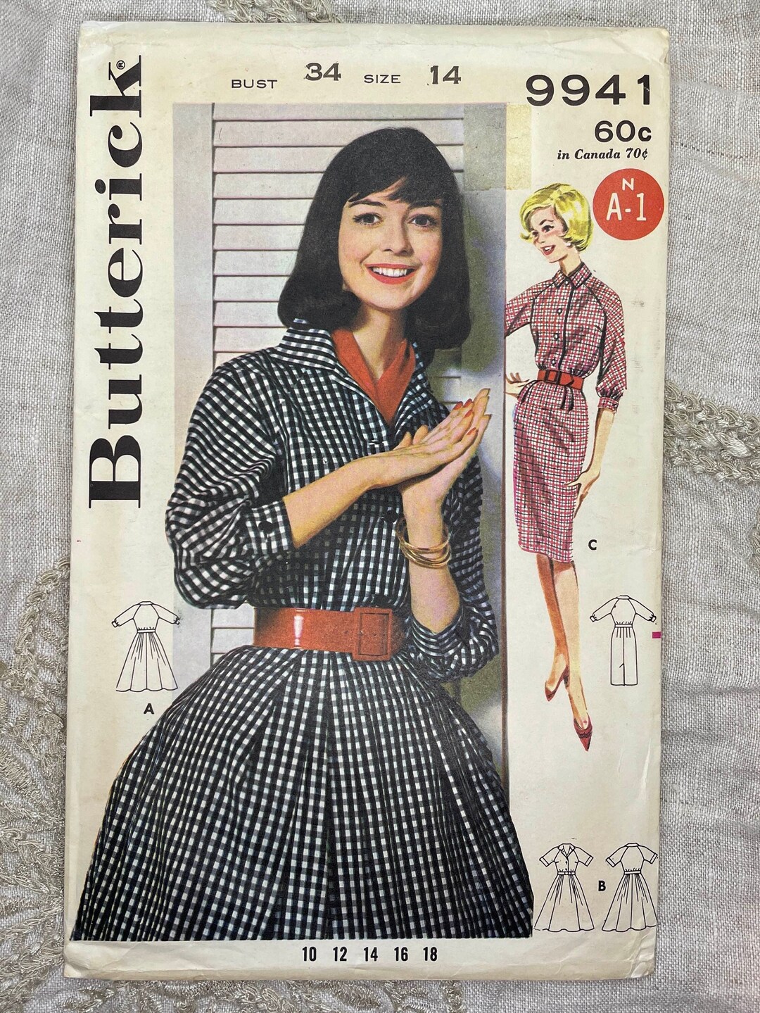 Butterick 9941 Raglan Sleeve Shirtwaist Dress Pattern With - Etsy