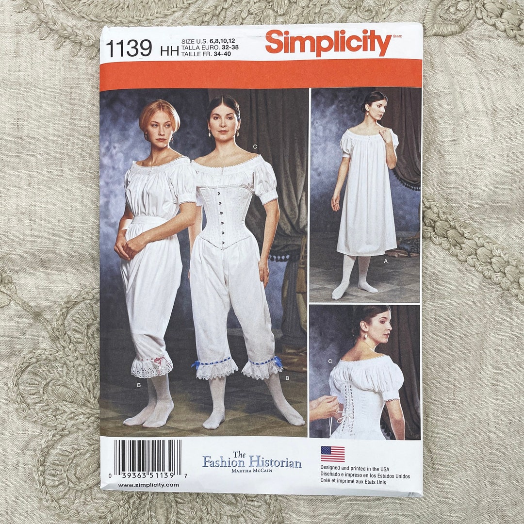 Simplicity 1139 - Authentic Civil War Undergarments Pattern - Size 14 ...