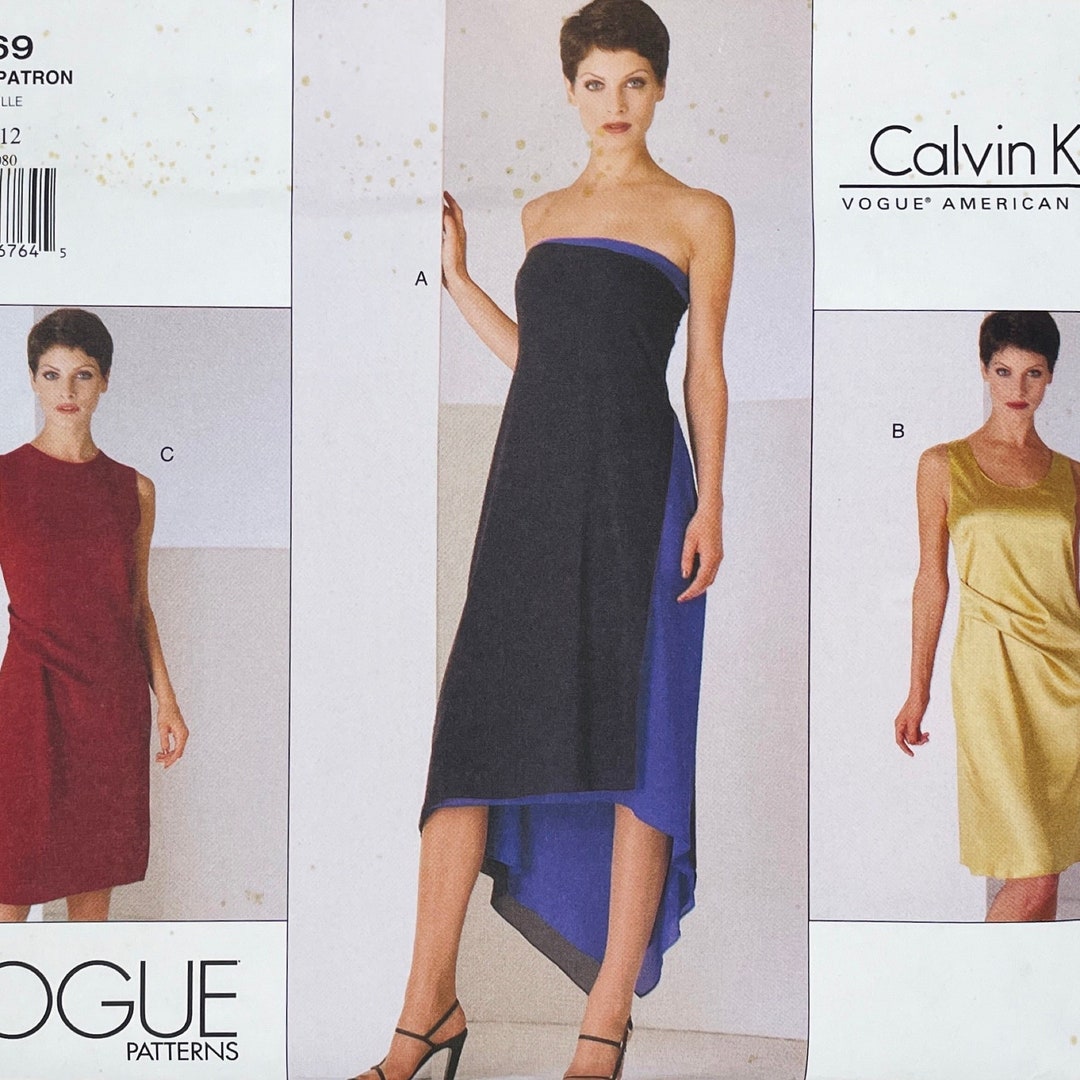 Vogue 2069 - Calvin Klein 1990s Strapless High-low Evening Gown Pattern ...
