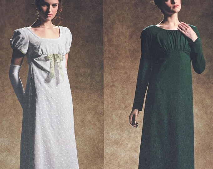 Butterick 6630 - Regency Redingote Coat and Empire Waist Gown With Puff ...