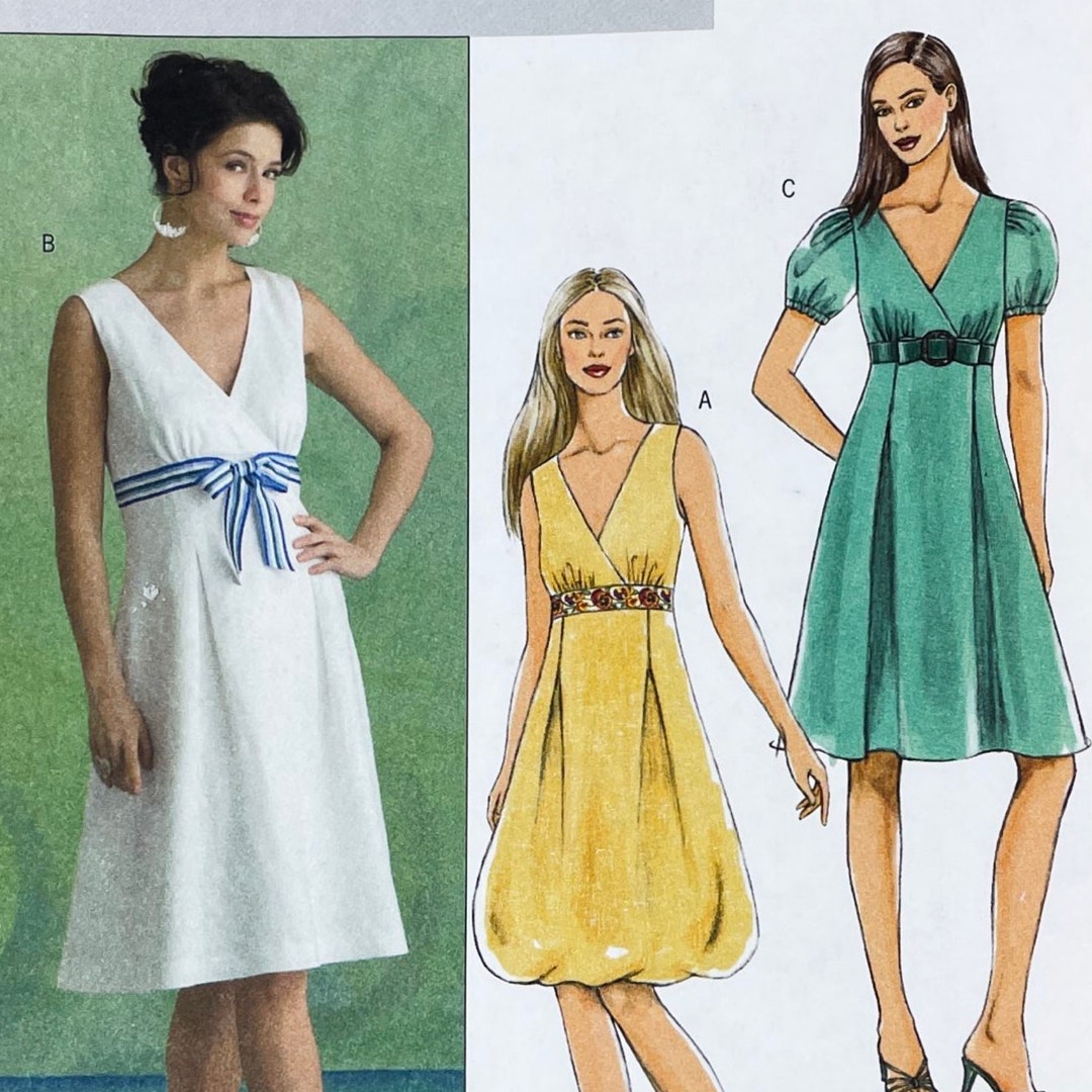 Buttterick 5024 Y2K High Waisted Bubble Dress Pattern With a Surplice Neckline Size 6-12 30.5-34 ...