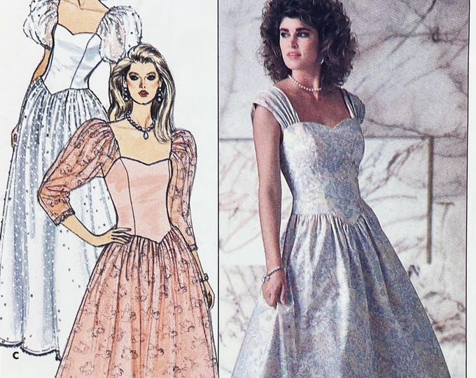 Butterick 3582 - 1980s One-shoulder Evening Gown With Basque Waistline ...