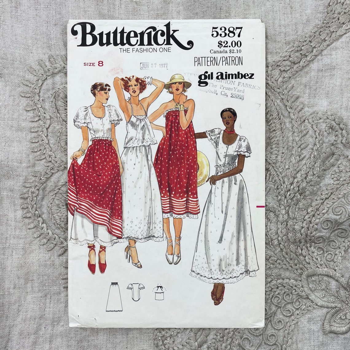 Butterick 5387 - Gil Aimbez 1970s Top, Blouse and Skirt Sewing Pattern ...