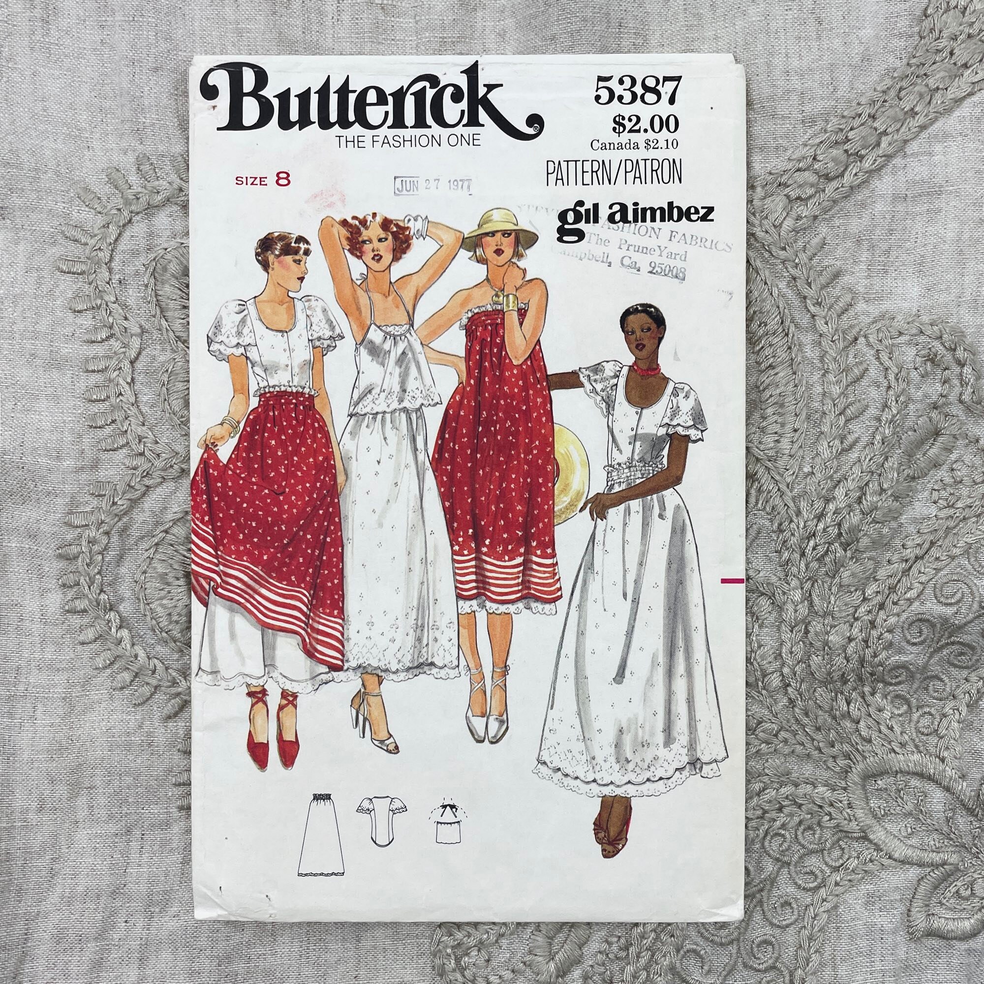 Butterick 5387 - Gil Aimbez 1970s Top, Blouse and Skirt Sewing Pattern ...