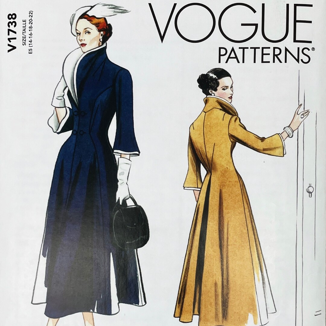 Vogue 1738 - Reissued 1940s Coat Dress Pattern - Size 14-22 (38-46 ...
