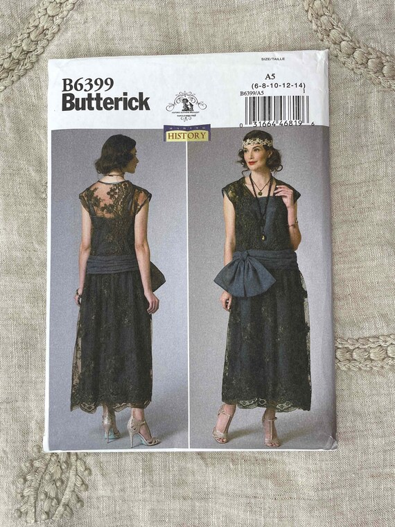 Butterick 6399 Flapper Drop-waist Lace Dress Size 6-14 or - Etsy