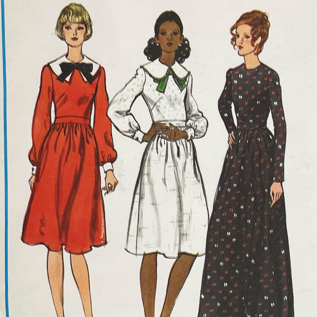 Vogue 2659 - 1970s Shirtwaist Mini Dress Pattern With Large Collar ...