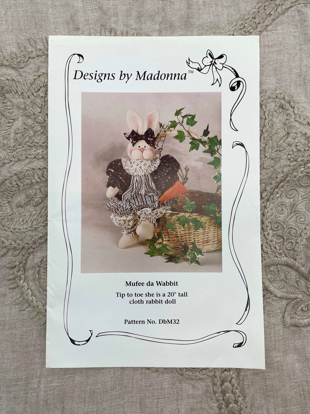 Designs by Madonna Mufee De Wabbit 20 Tall Stuffed - Etsy