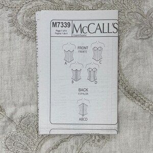 Mccall's 7339 - Yaya Han Overbust and Underbust Corset Pattern - Size 6 ...
