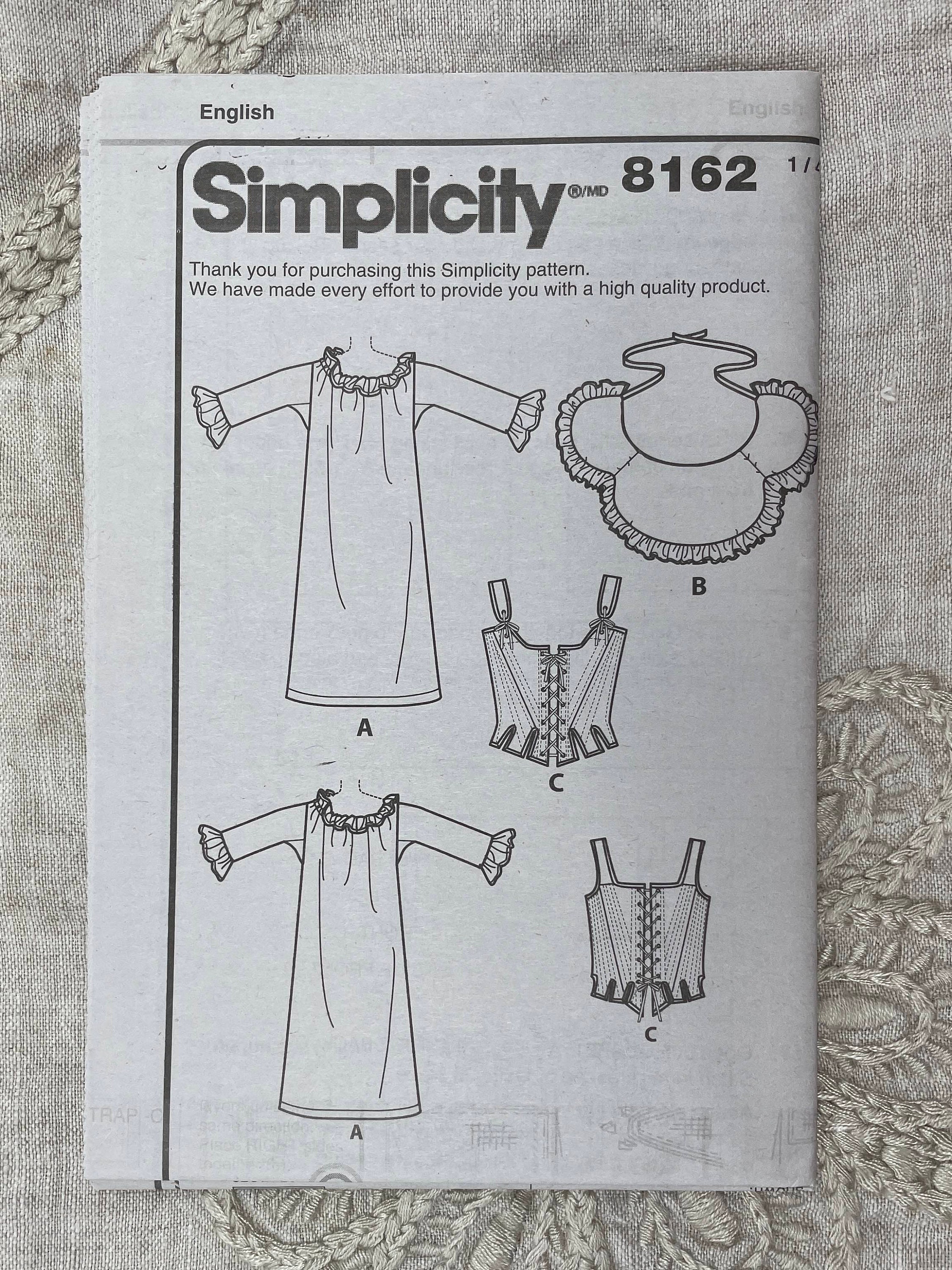 Simplicity 8162 18th Century Corset Shift and Bum Pad - Etsy