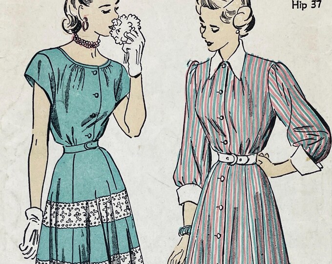 Vogue 9346 - Reissued 1940s Yoke Dress Pattern With Starburst Back ...