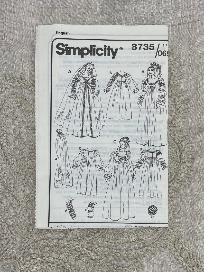 Simplicity 8735 Renaissance off the Shoulder Gown Pattern - Etsy