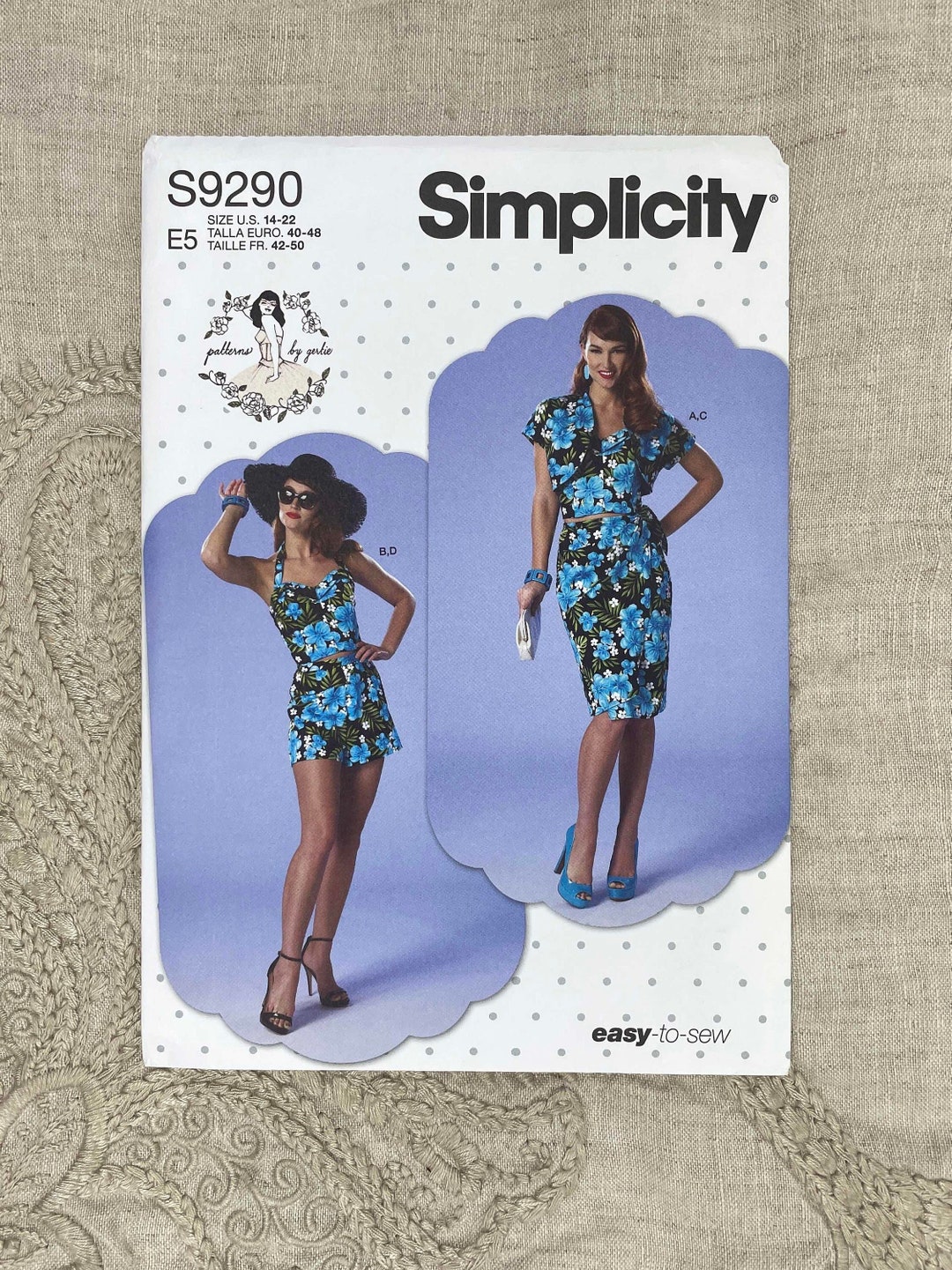 Simplicity 9290 - Gertie Bolero, Cropped Bustier, Sarong and Shorts ...