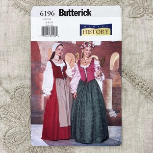 Butterick 6196 - Renaissance Dress Pattern With Lace-up Vest - Size 6 ...