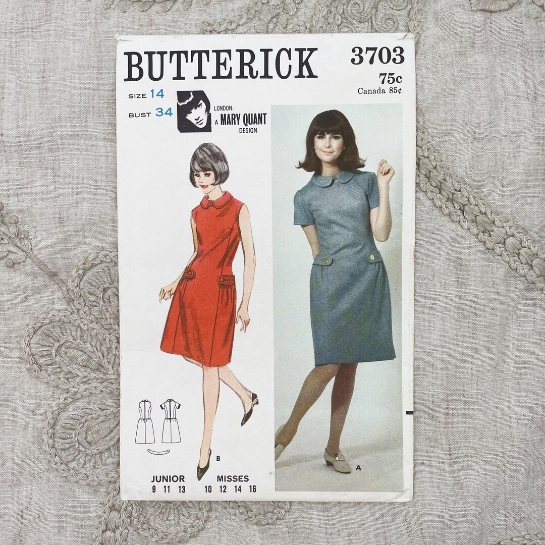 Butterick 3703 Mary Quant 1960s Scooter Dress With a Peter Pan Collar ...