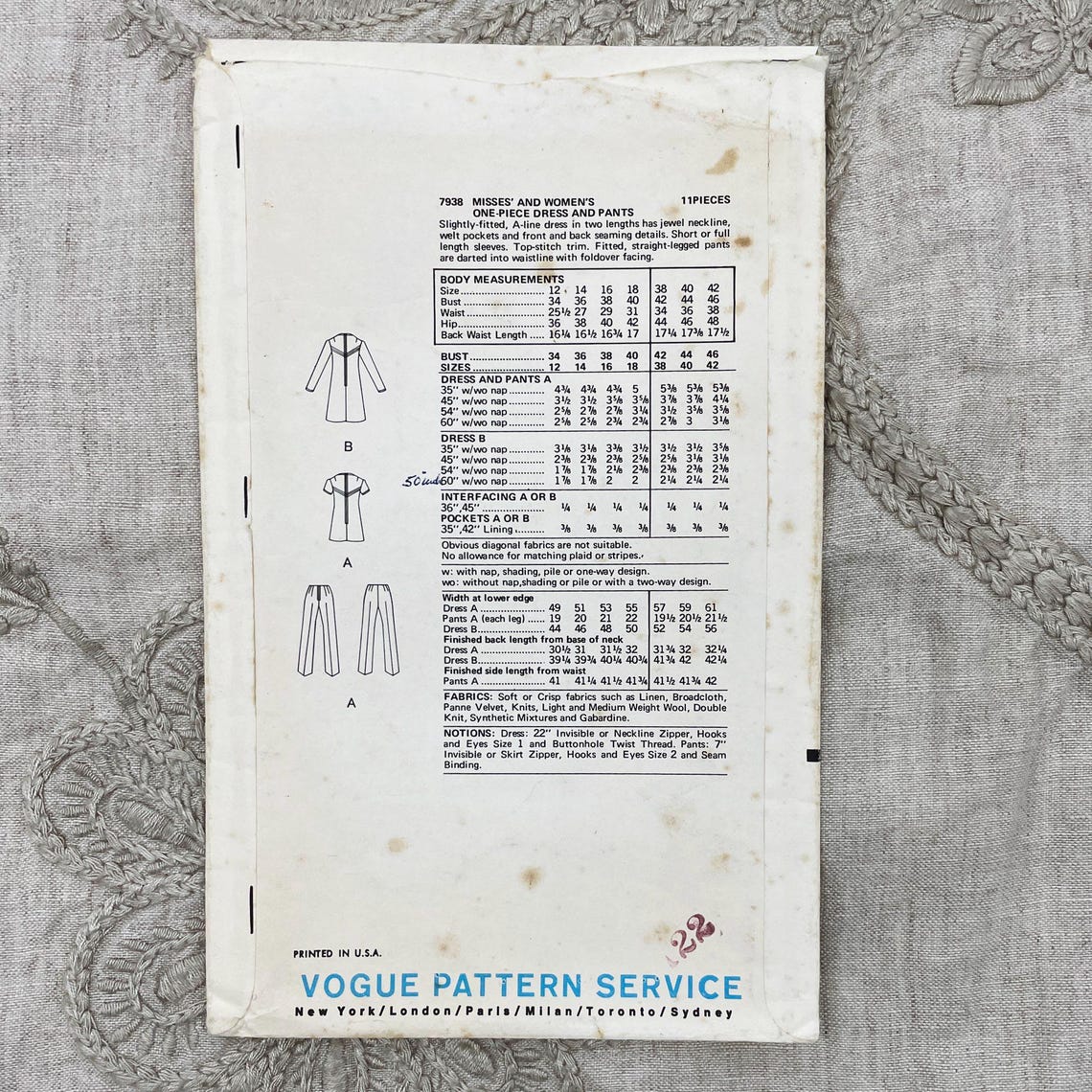 Vogue 7938 - 1970 Space Age Dress, Tunic and Pants Sewing Pattern ...