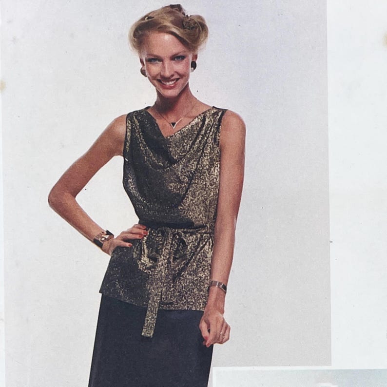 Vogue 1803 - 1970s Edith Head Disco Cowl Blouse, Jacket, Skirt and ...