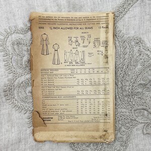 Advance 5055 - 1940s Bib Front Shawl Collar Dress Pattern - Size 20 (38 ...