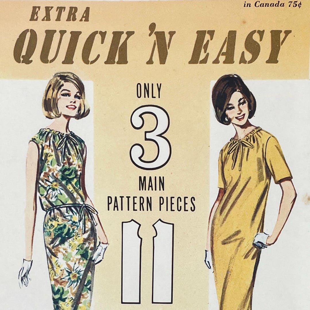 Butterick 3062 - Rare Quick 'n Easy Drawstring Shift Dress Sewing ...