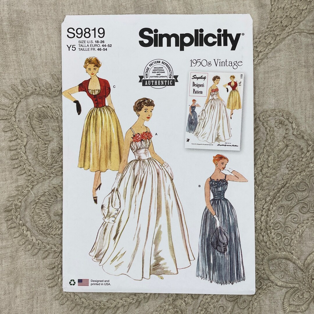 Simplicity 9819 Reissued 1950s Soft Gathers Midriff Dress and Jacket ...