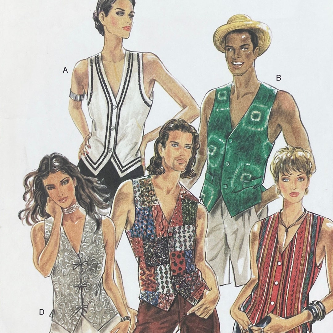 New Look 6238 - 1990s Unisex Set of Vests and Waistcoat Pattern - Size ...
