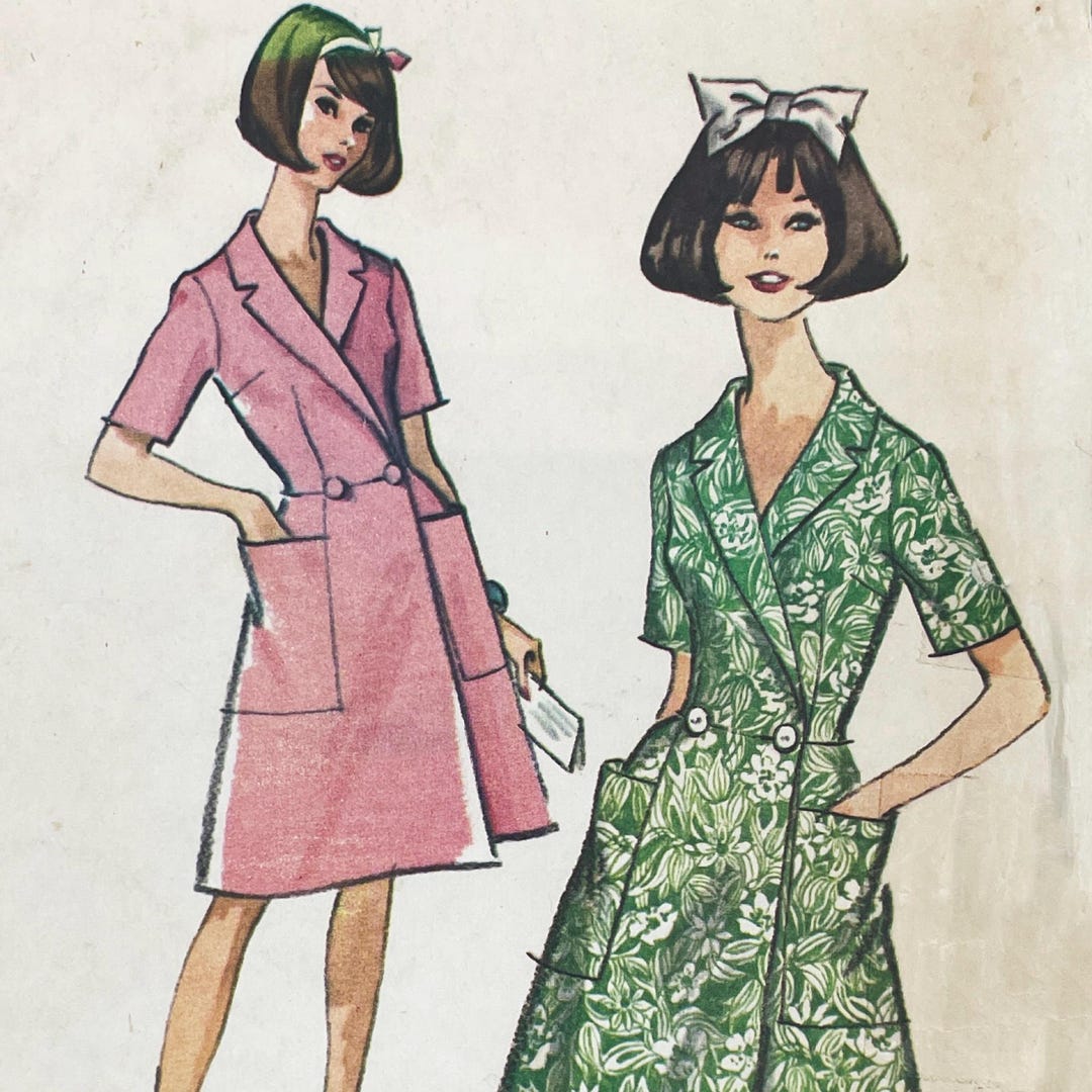 Mccall's 7832 - 1960s Wrap-around Brunch Coat Dress Pattern - Size 14 ...