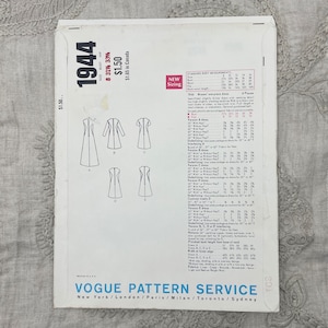 Vogue 1944 1960s Space Age A-line Dress Pattern Size 8 31.5 Uncut - Etsy