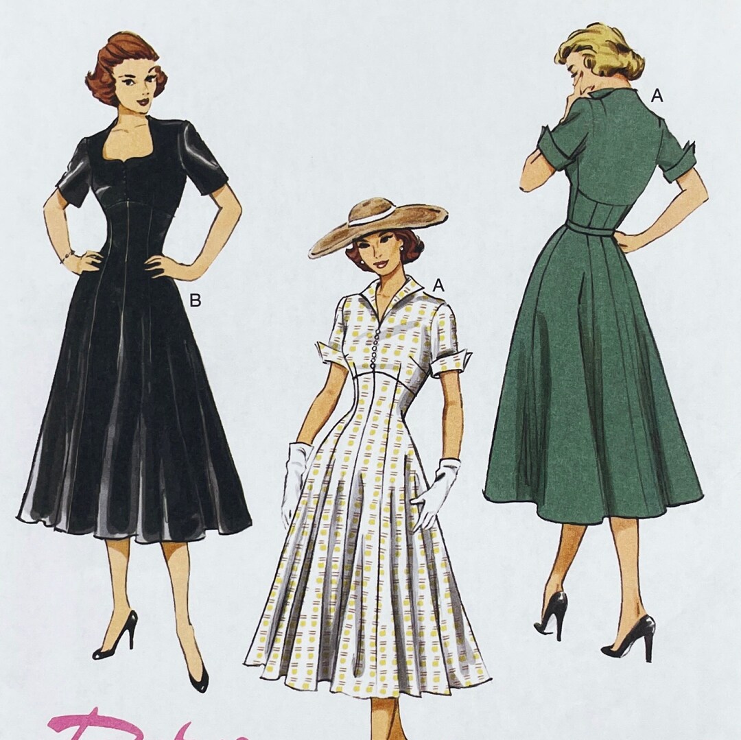 Butterick 6018 Reissued 50s Fit and Flare Empire Waist Dress Pattern ...