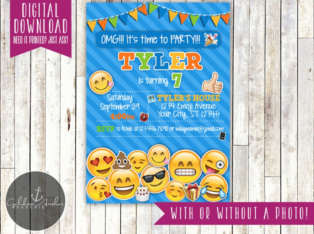 Emoji Birthday Invitation, Emoji, Emoji Invitation, Emoji Birthday ...