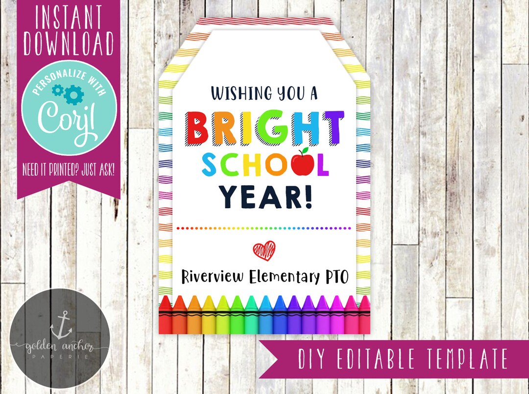 Bright School Year Gift Tag - Back to School Student Gift Tag, Teacher ...