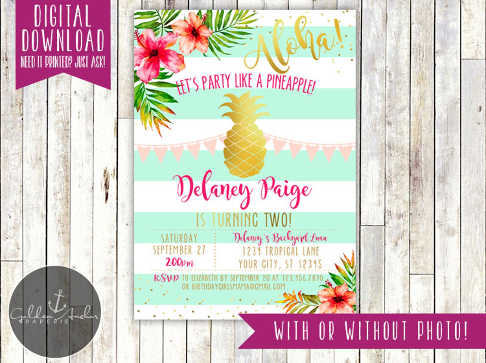 Pineapple Birthday Invitation, Pineapple Party, Summer Birthday, Luau ...