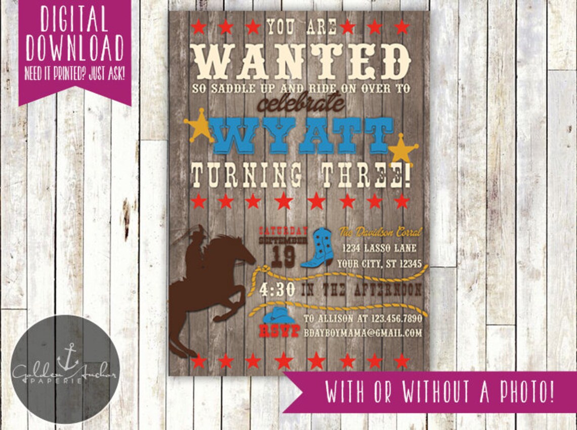Cowboy Birthday Invitation Cowboy First Birthday Cowboy - Etsy