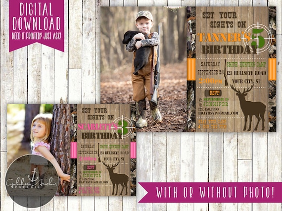 Hunting Birthday Party Invitation, Deer Invite, Photo - Printable DIY ...